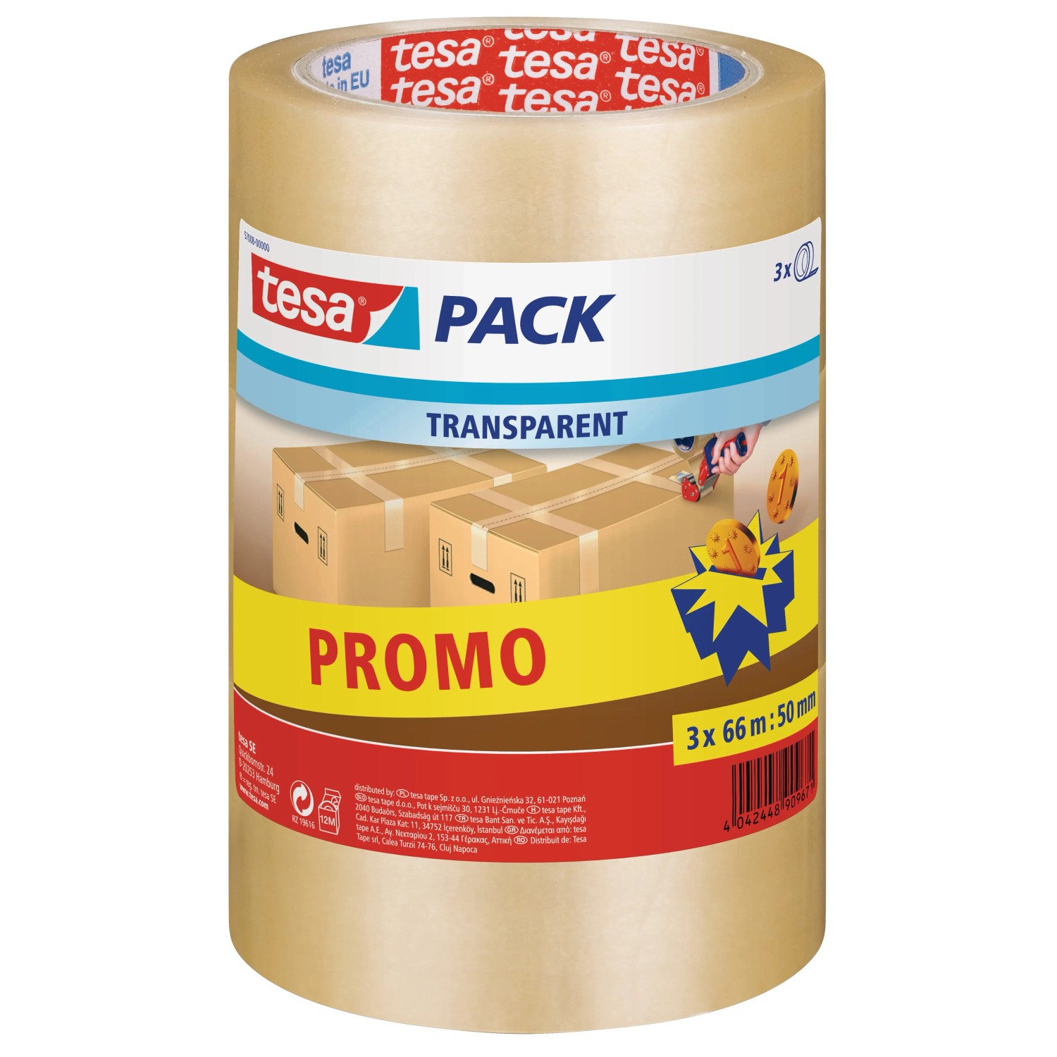 Nastro adesivo da imballaggio Tesa 50 mm x 66 m trasparente 3 pz ...