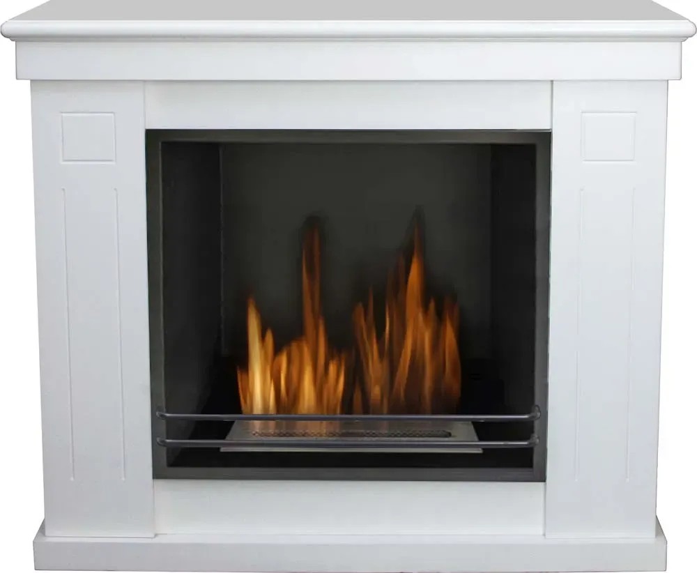 Camino bioetanolo da pavimento Raffaello in legno 1,7 l - 3 kW/h bianco ...