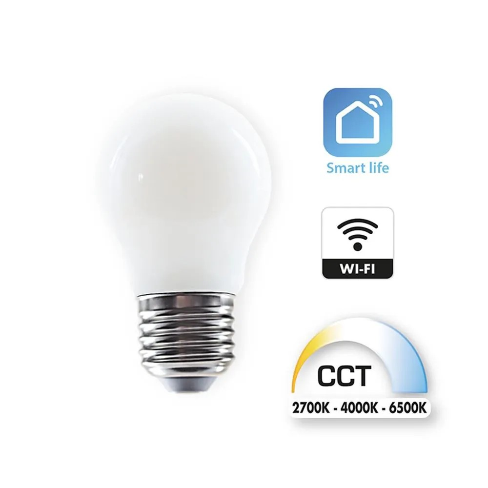 Lampadina led Smart Wi-Fi Mini Sfera E27 5W 470lm luce CCT dimmerabile ...
