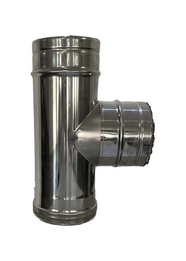 Raccordo canna fumaria a T da 90° doppia parete inox FM Ø 80/130 mm | OBI