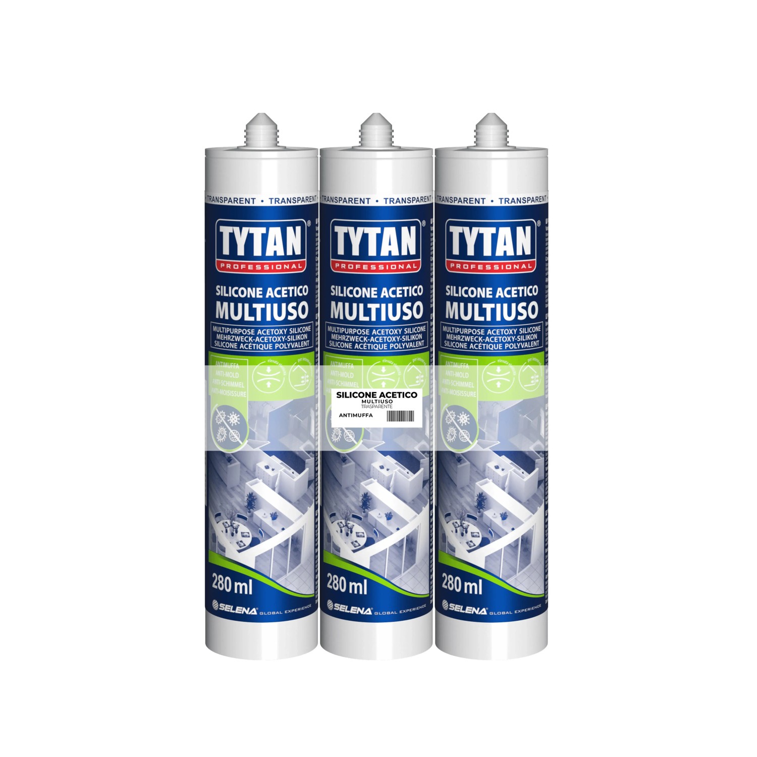Sigillante Acetico Multiuso Tripack Tytan antimuffa trasparente 280 ml ...