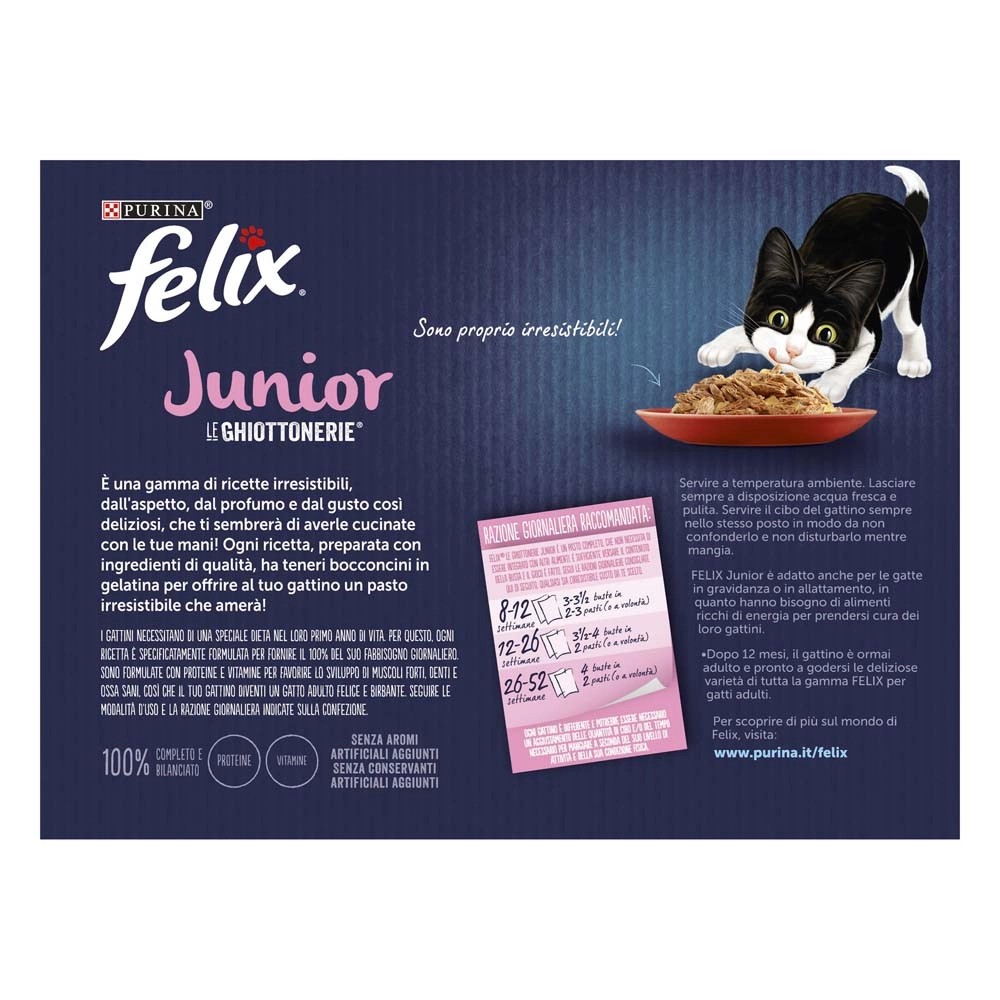 Cibo umido per gatti FELIX® Le Ghiottonerie Junior manzo/pollo 12x85 g ...