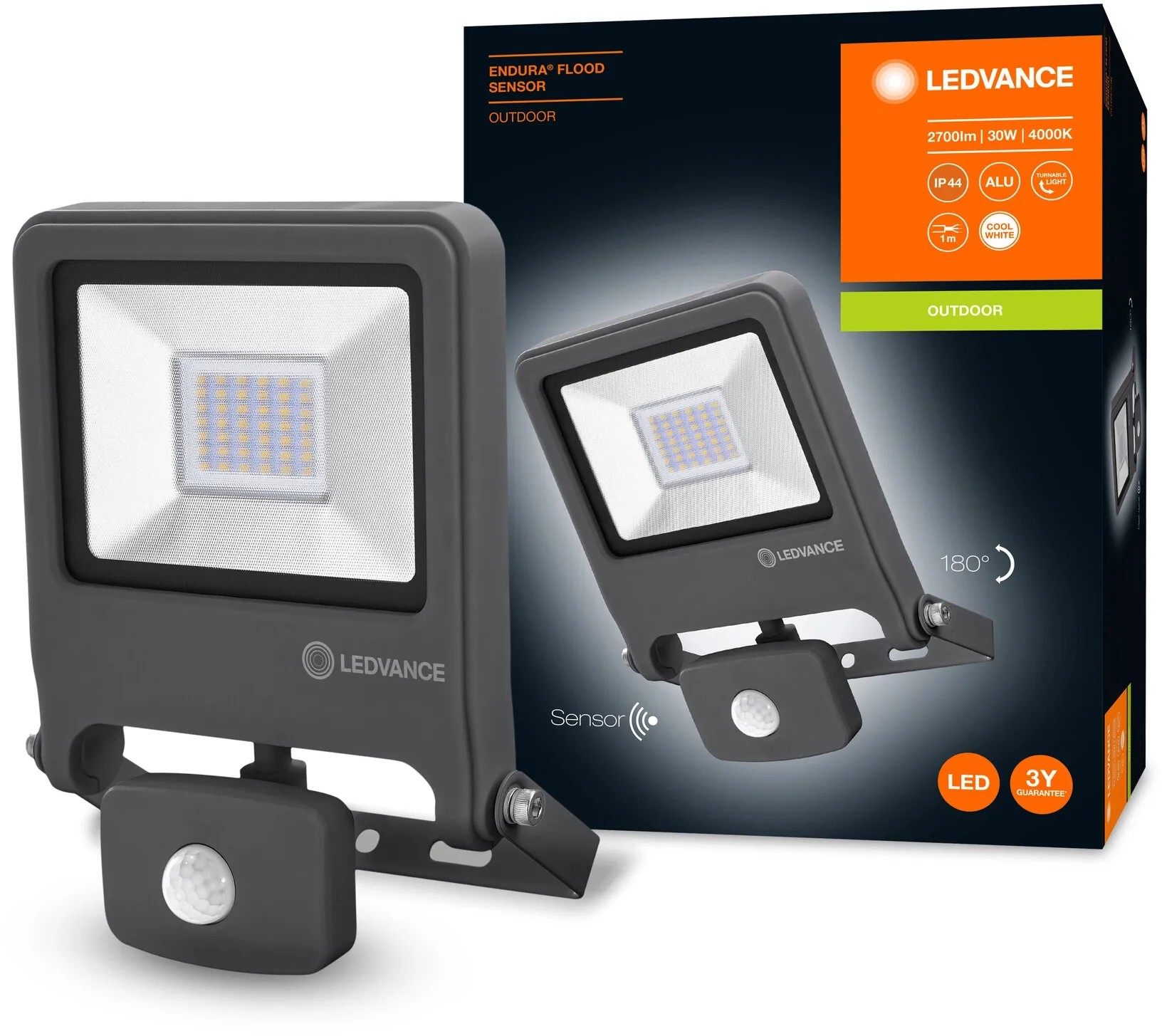 Proiettore LED Endura Flood Sensor 2700 lm bianco neutro 22,3x6,6x17 cm ...