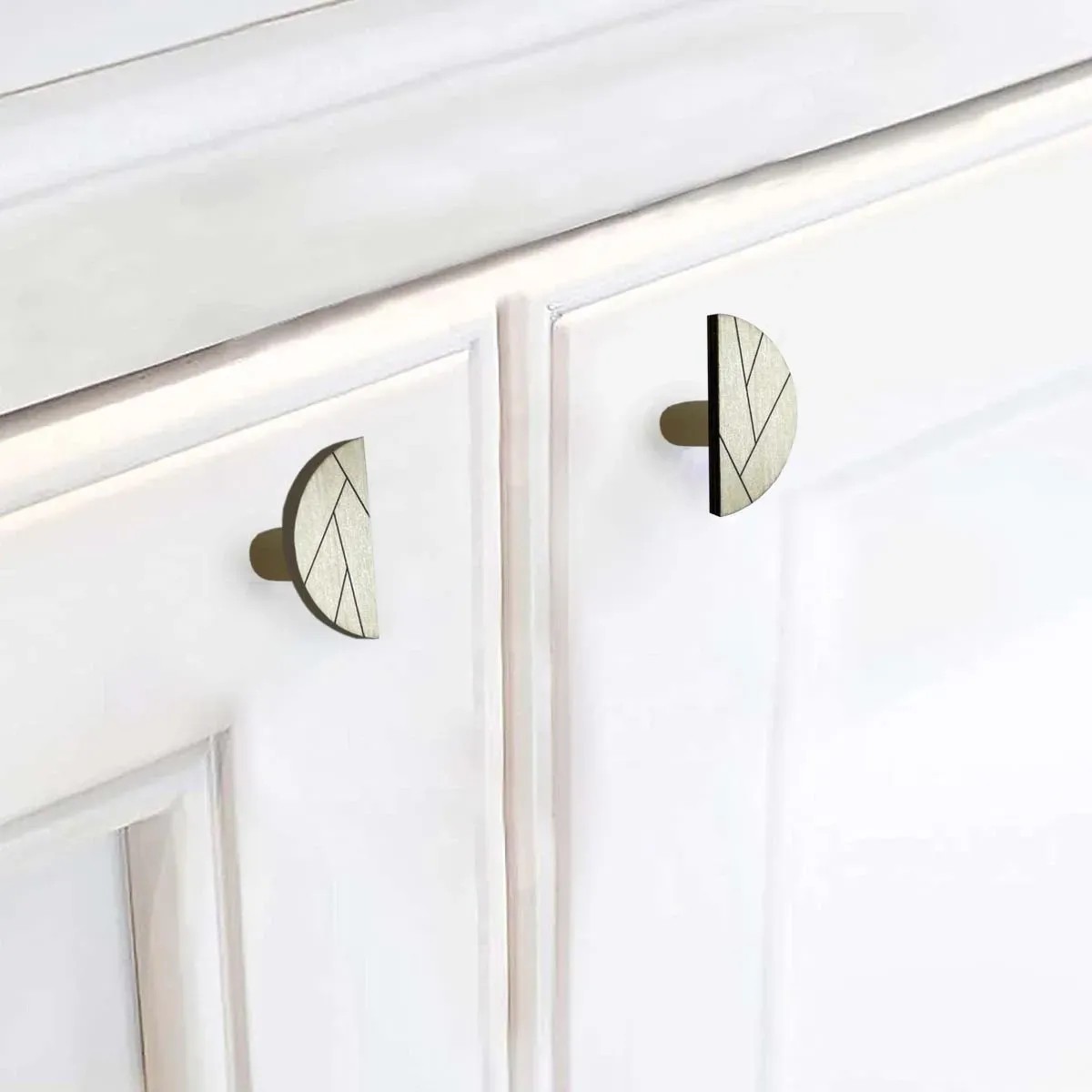 Pomolo con forme geometriche in MDF 25x50 mm color legno naturale ...