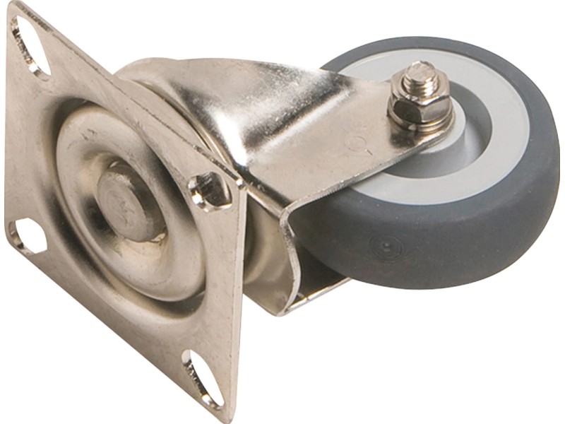 Rotella orientabile con piastra e ruota in acciaio inox Ø 50 mm 40 kg ...