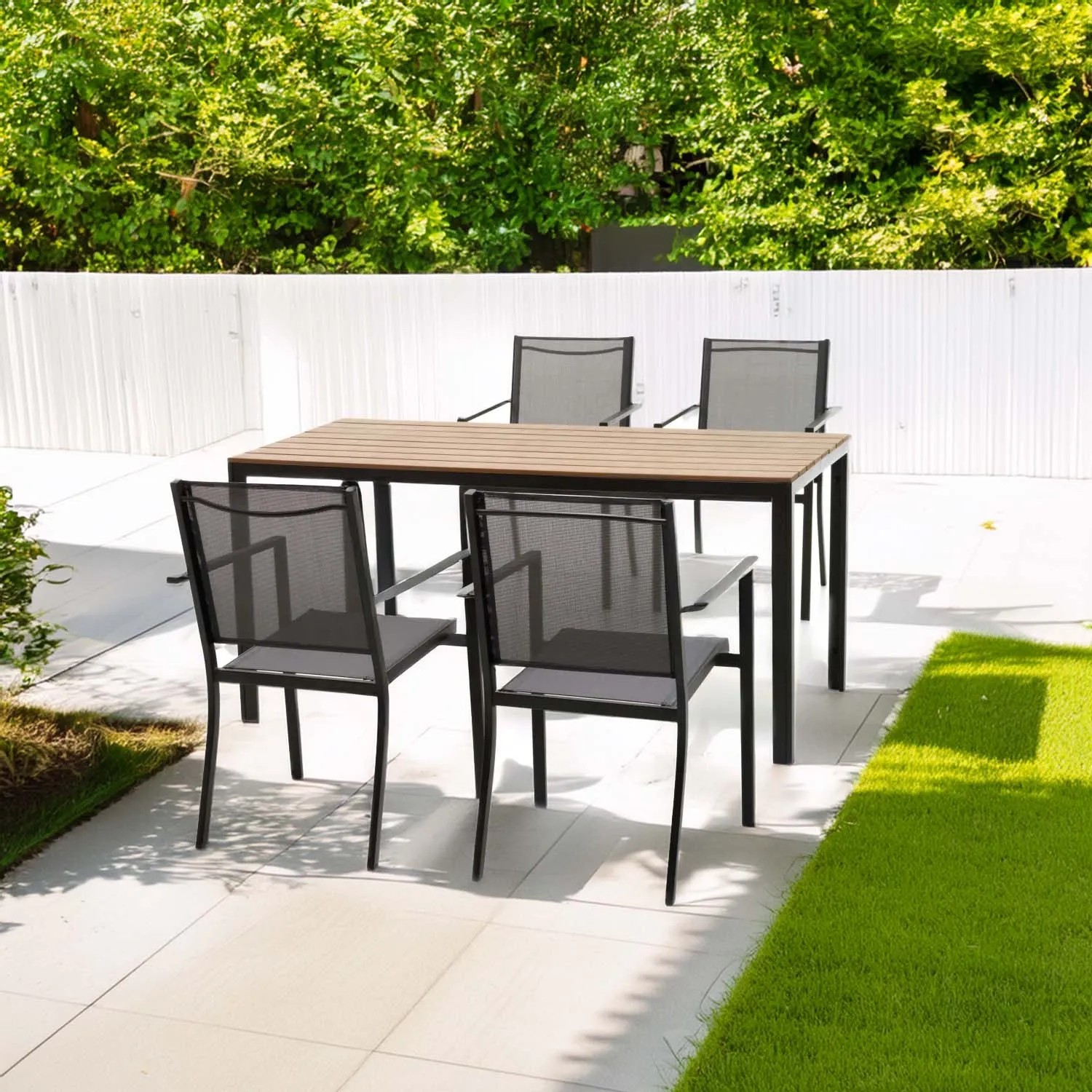 Tavolo e sedie da giardino Oregon in ferro antracite 4 posti acquista ...