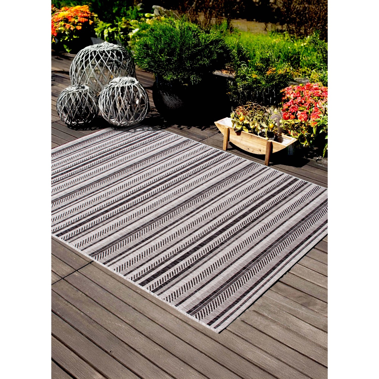 Tappeto per esterno Flatweave Stripes grigio 80x200 cm acquista da OBI