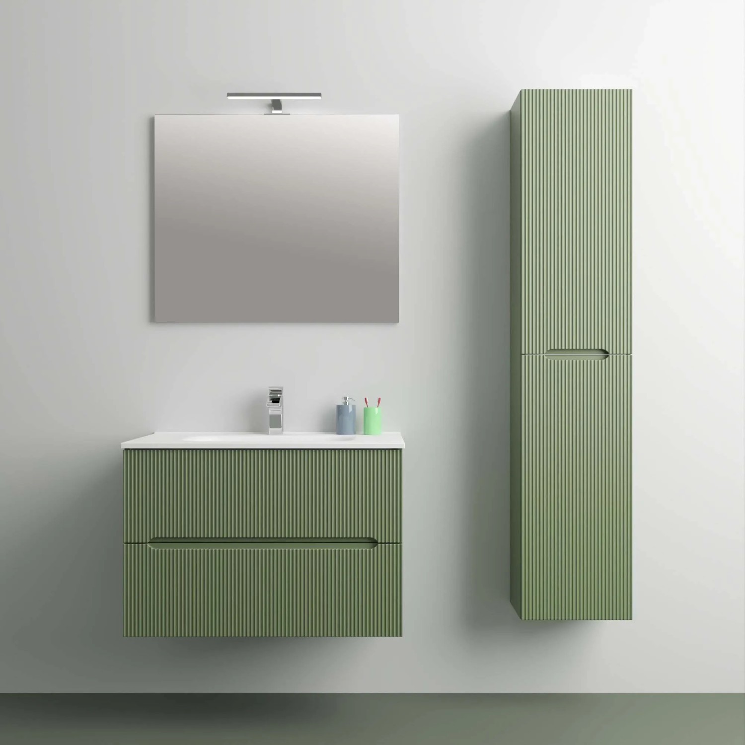 Mobile bagno base con lavabo in ceramica sospeso Zeus 81x46 cm verde | OBI