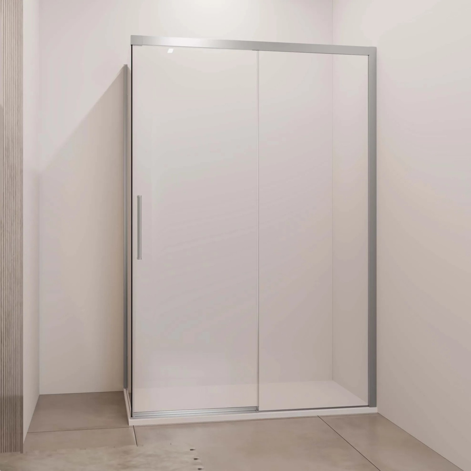 Porta scorrevole doccia Lux dx fisso est. 137-140 cm argento banda ...