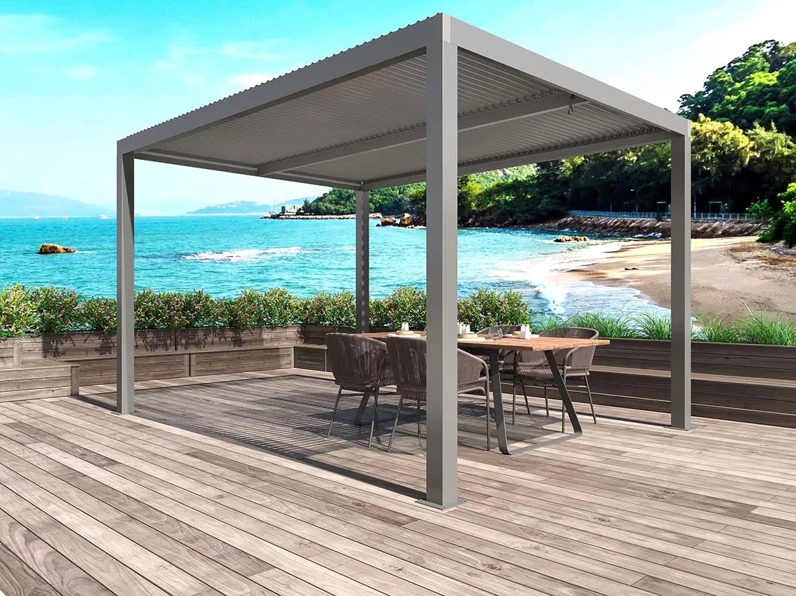 Pergola bioclimatica in alluminio Atena 3x4 x H 2,5 m grigio | OBI