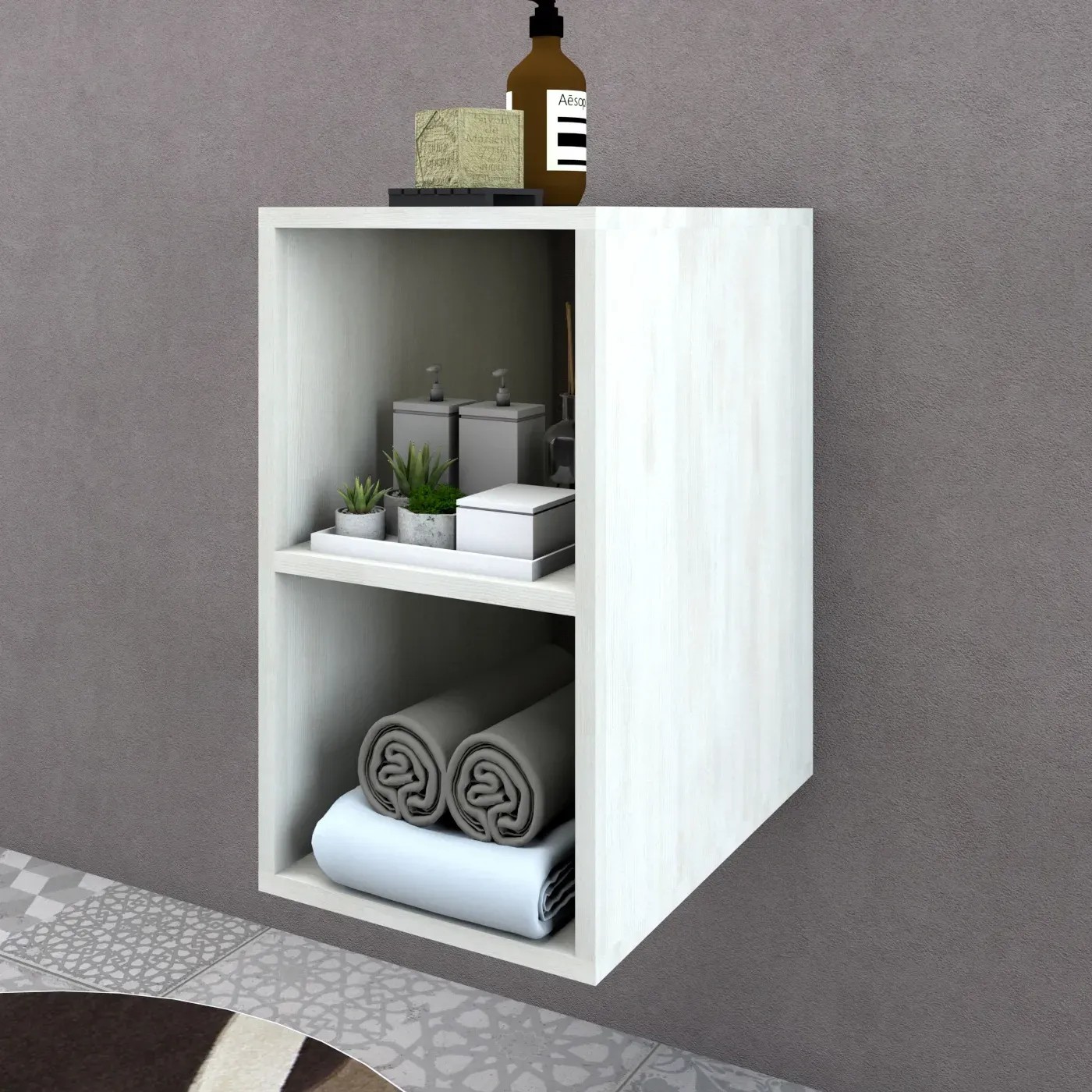 Mobile bagno con due vani a giorno sospeso per base Monya 30x54 cm ...