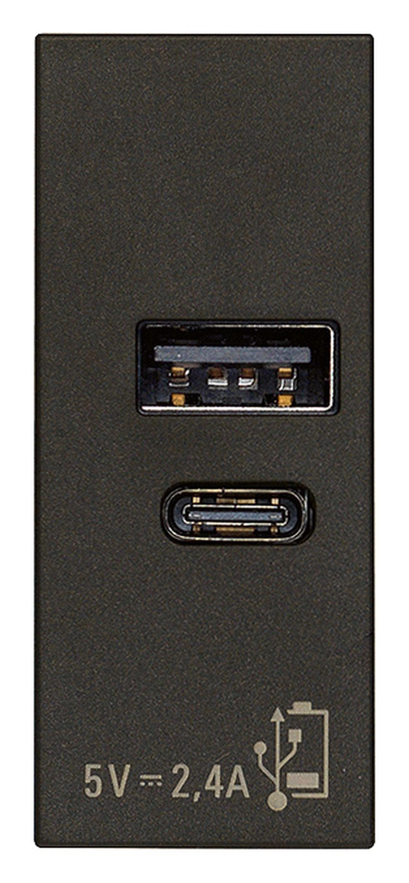 Alimentatore USB Vimar A+C 12W 2,4A 5V nero | OBI