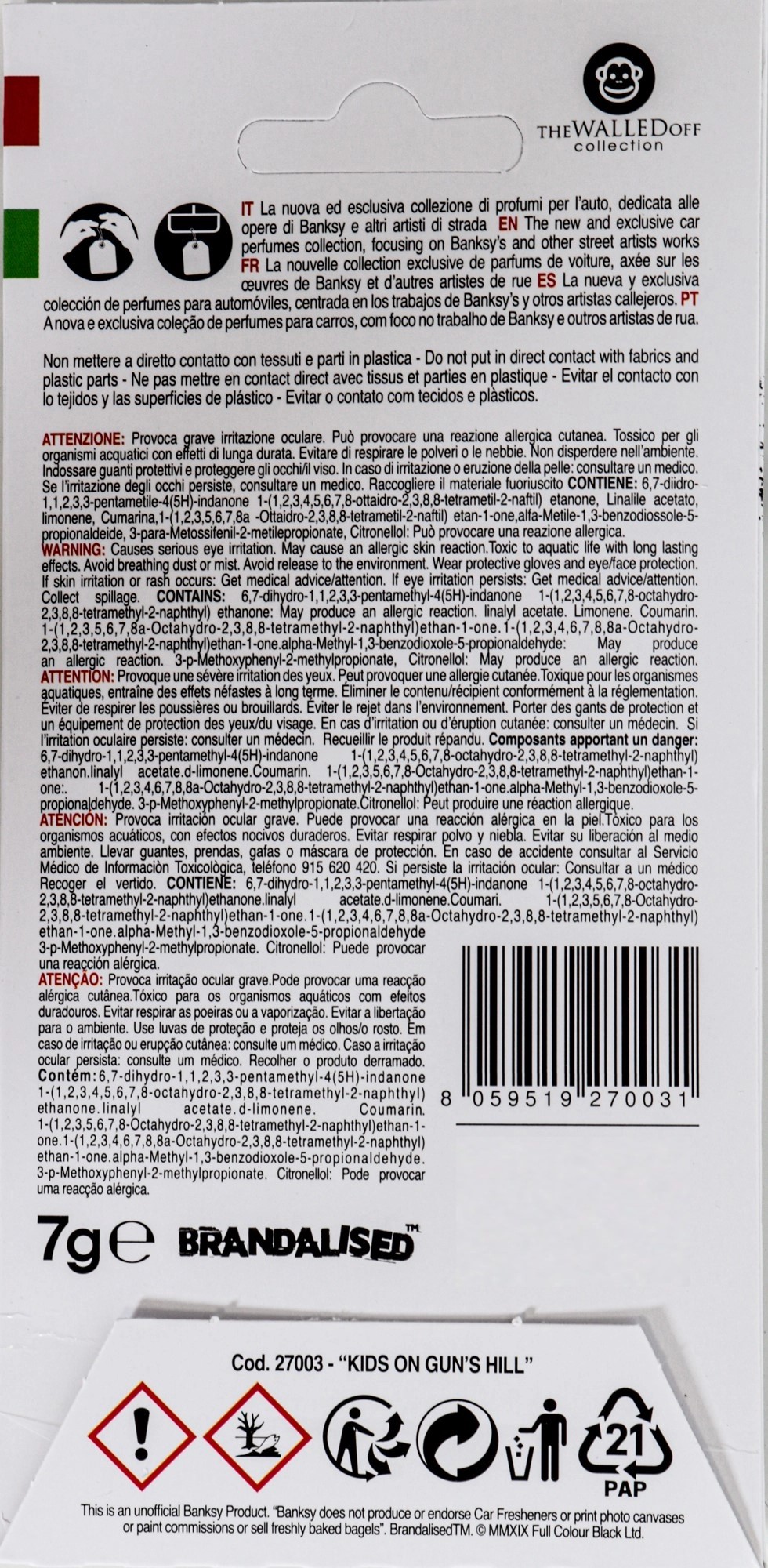 Profumatore auto Banksy "Kids On Gun Hill" | OBI