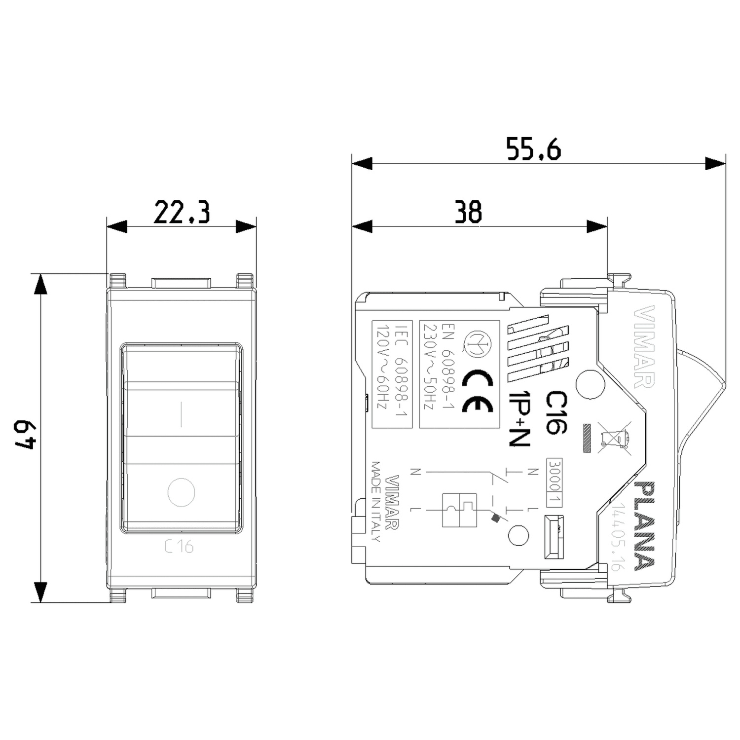 Interruttore magnotermico Vimar MT 1P+N C16 120-230V bianco acquista da OBI