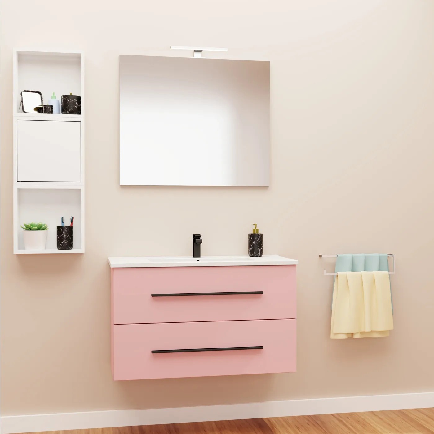 Mobile bagno base lavabo sospesa Mary 75x46 cm rosa acquista da OBI