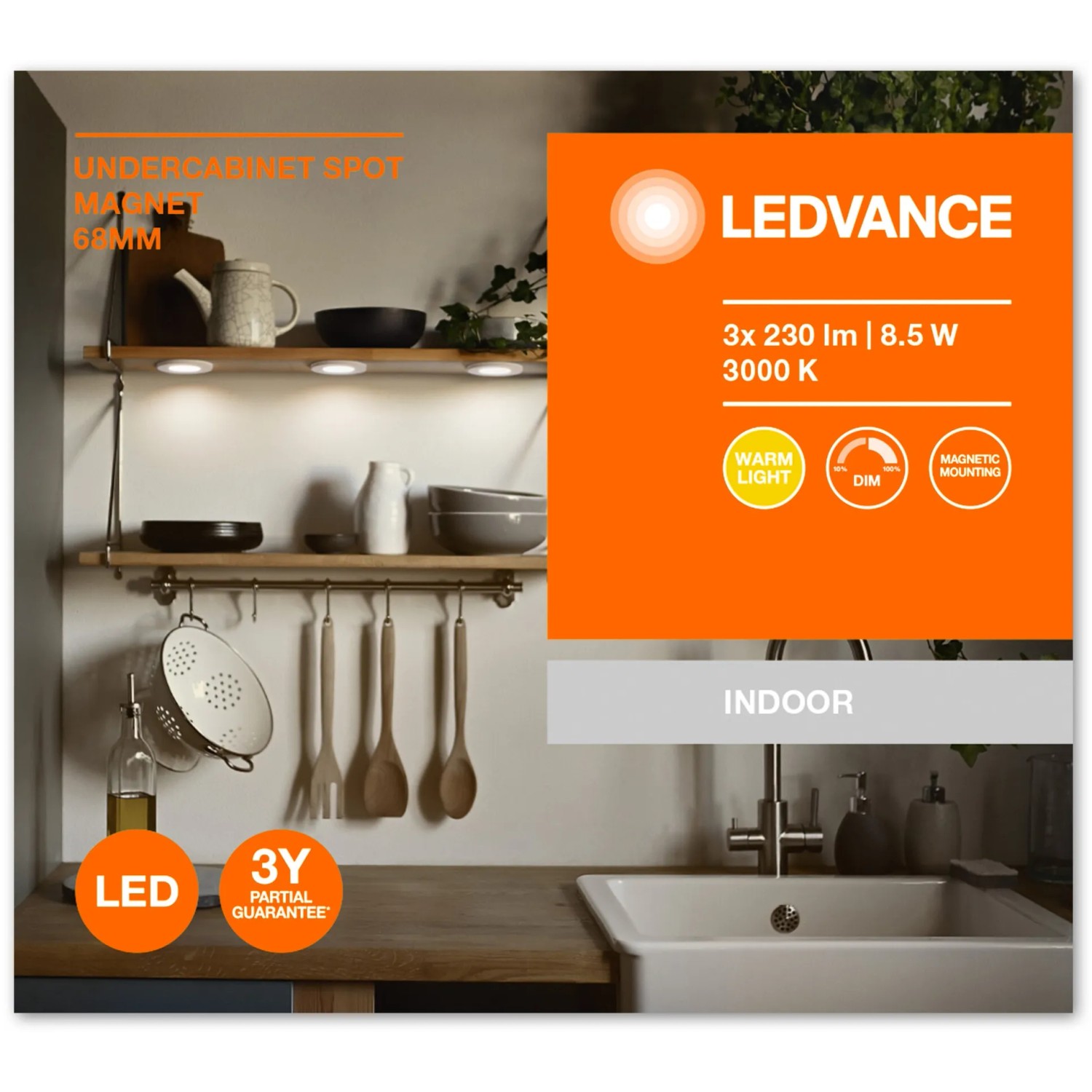 Sottopensile LED cucina Ledvance Spot Magnet 8 W 690 lm 3000 K Ø 7,5 cm ...