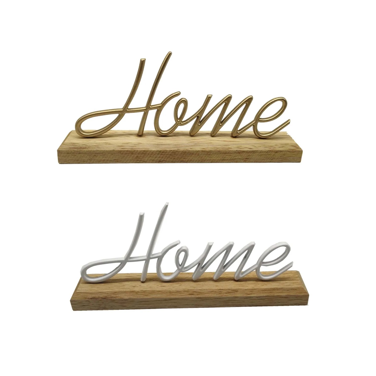 Scritta Home natalizia bianca/oro con base legno 21,5x10x3,5 cm ...