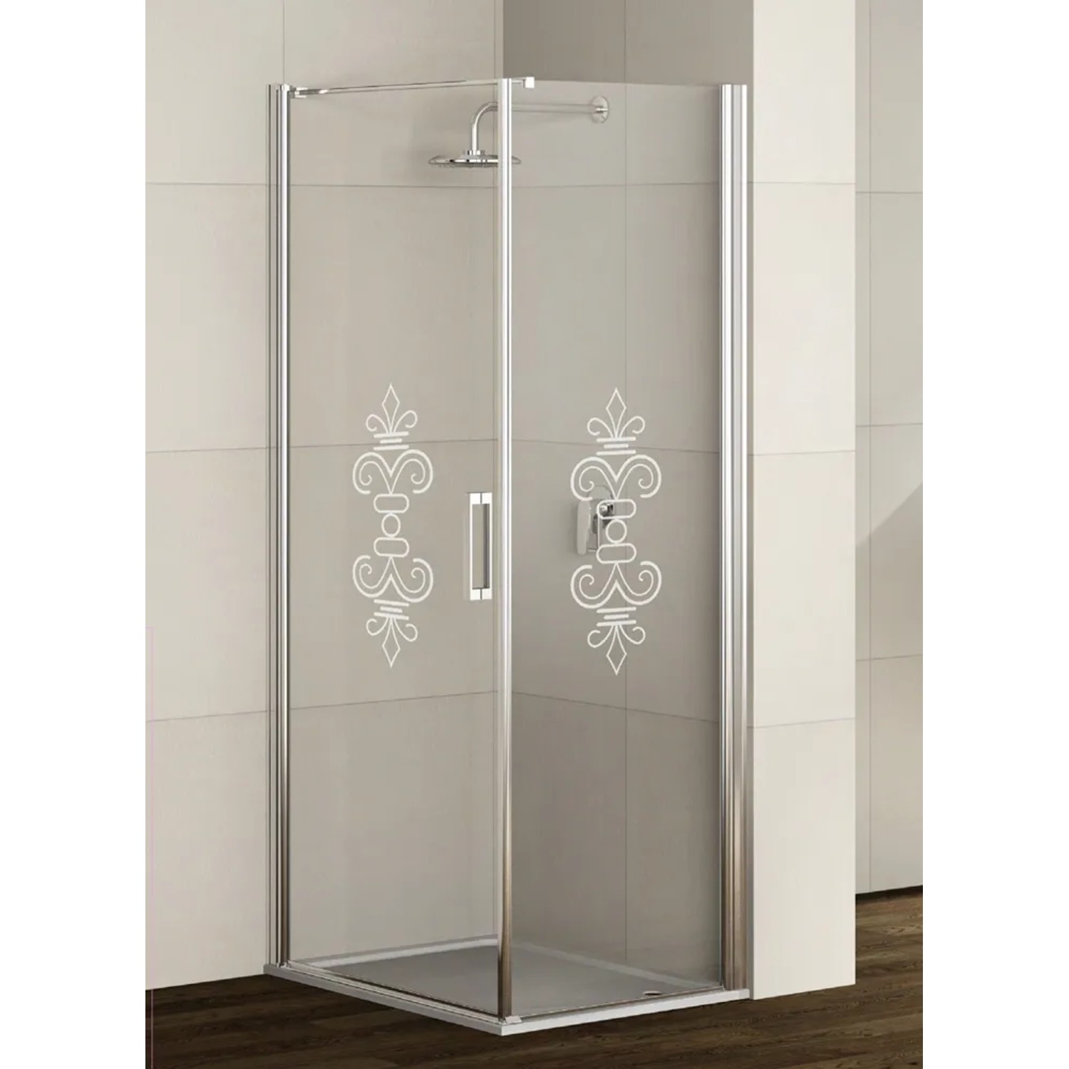 Lato fisso dx per box battente doccia Real 72,5/74 cm argento decoro 3 ...