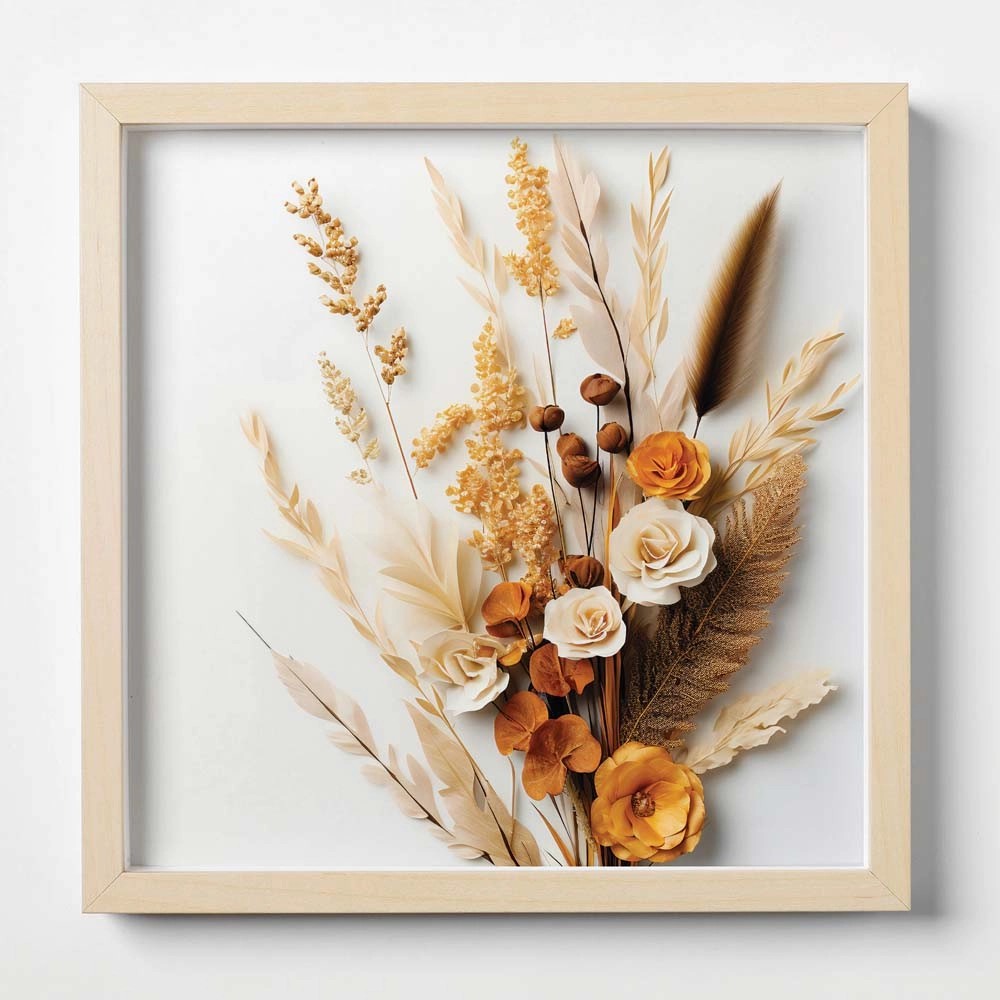 Quadro in plexi effetto 3D beige dry flowers 30x30x3,5 cm | OBI