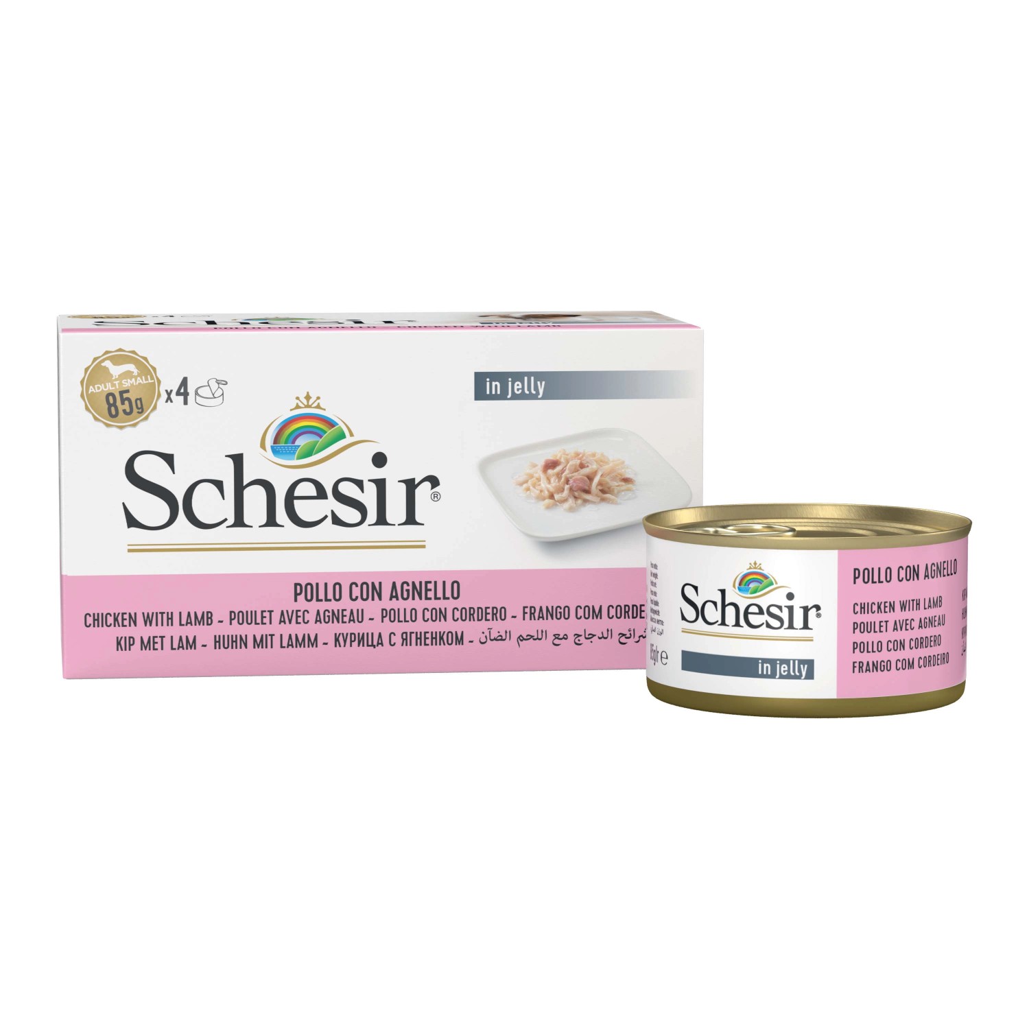 Cibo umido per cani Schesir Filetti di pollo con agnello lattina 4x85 g | OBI