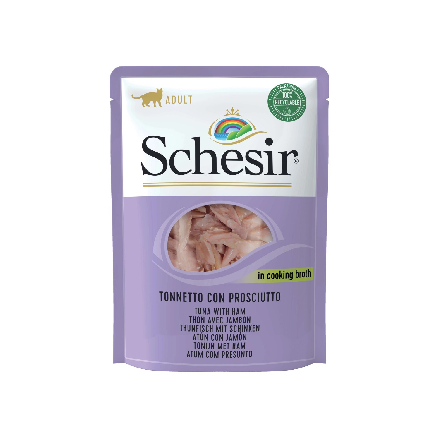 Cibo umido gatti Schesir Tonnetto con prosciutto in brodo busta 70 g acquista da OBI