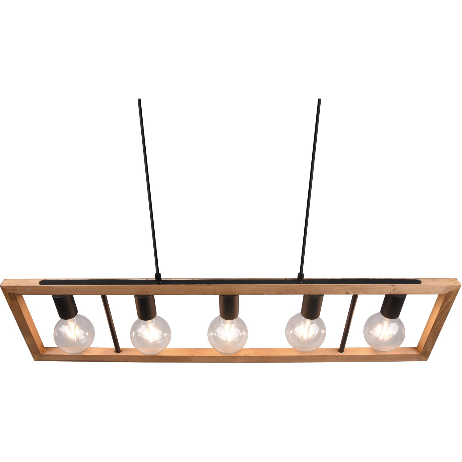 Lampadario a sospensione Agra 5 luci E27 nero opaco metallo e legno 100x150 cm acquista da OBI