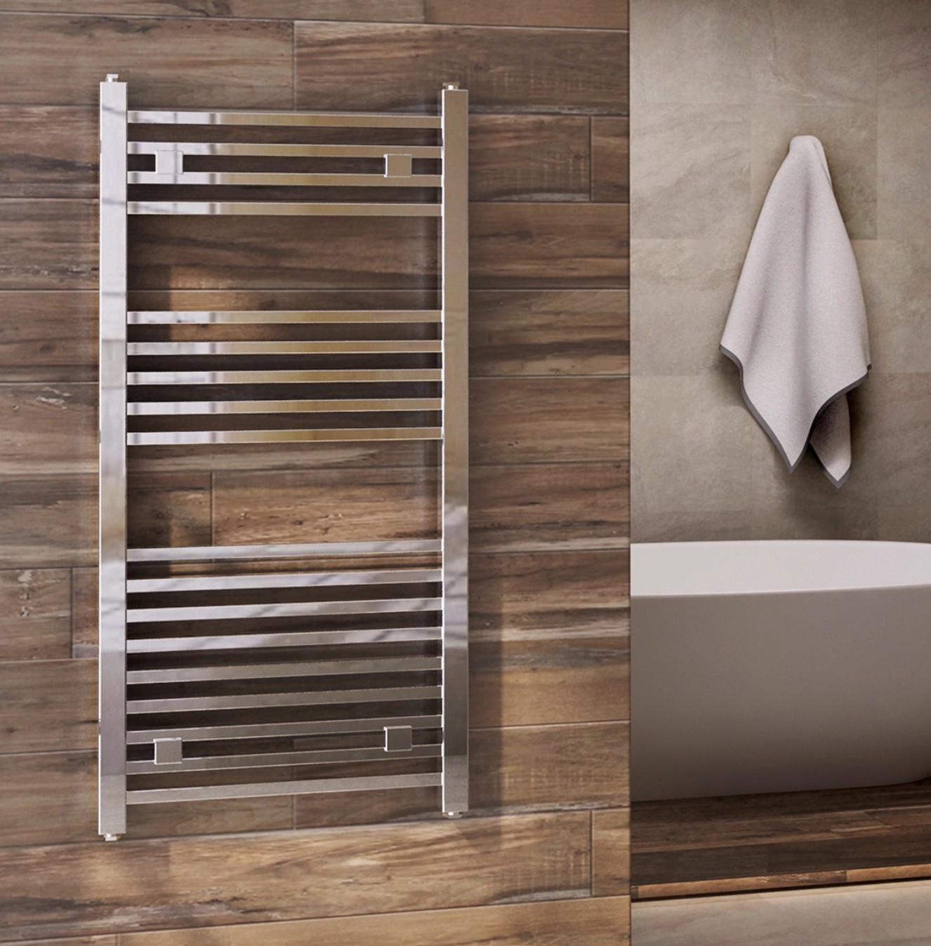 Termoarredo con tubi quadrati in acciaio cromato L 50 x H 100 cm ...