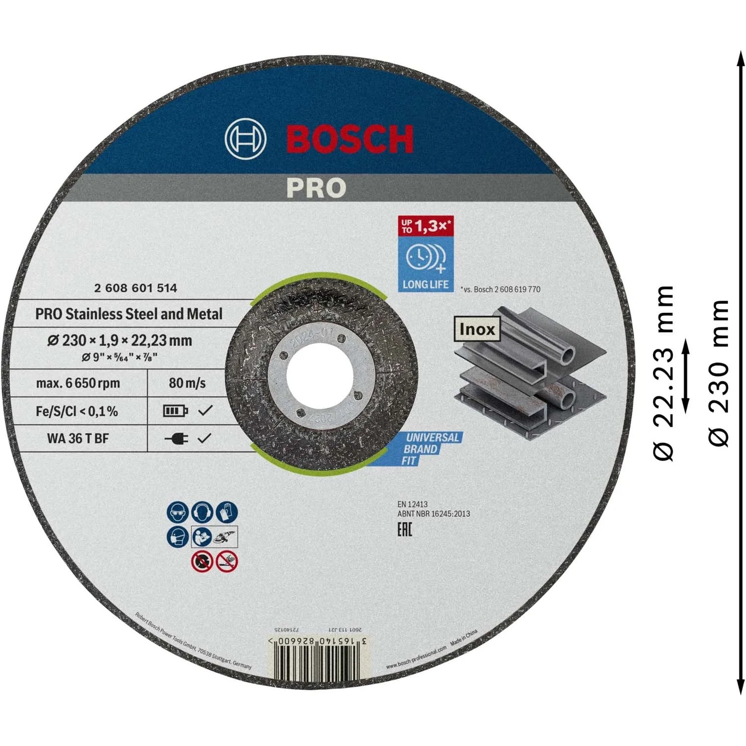 Mola da taglio centro depresso Bosch PRO Stainless Steel&Metal 230x1 ...