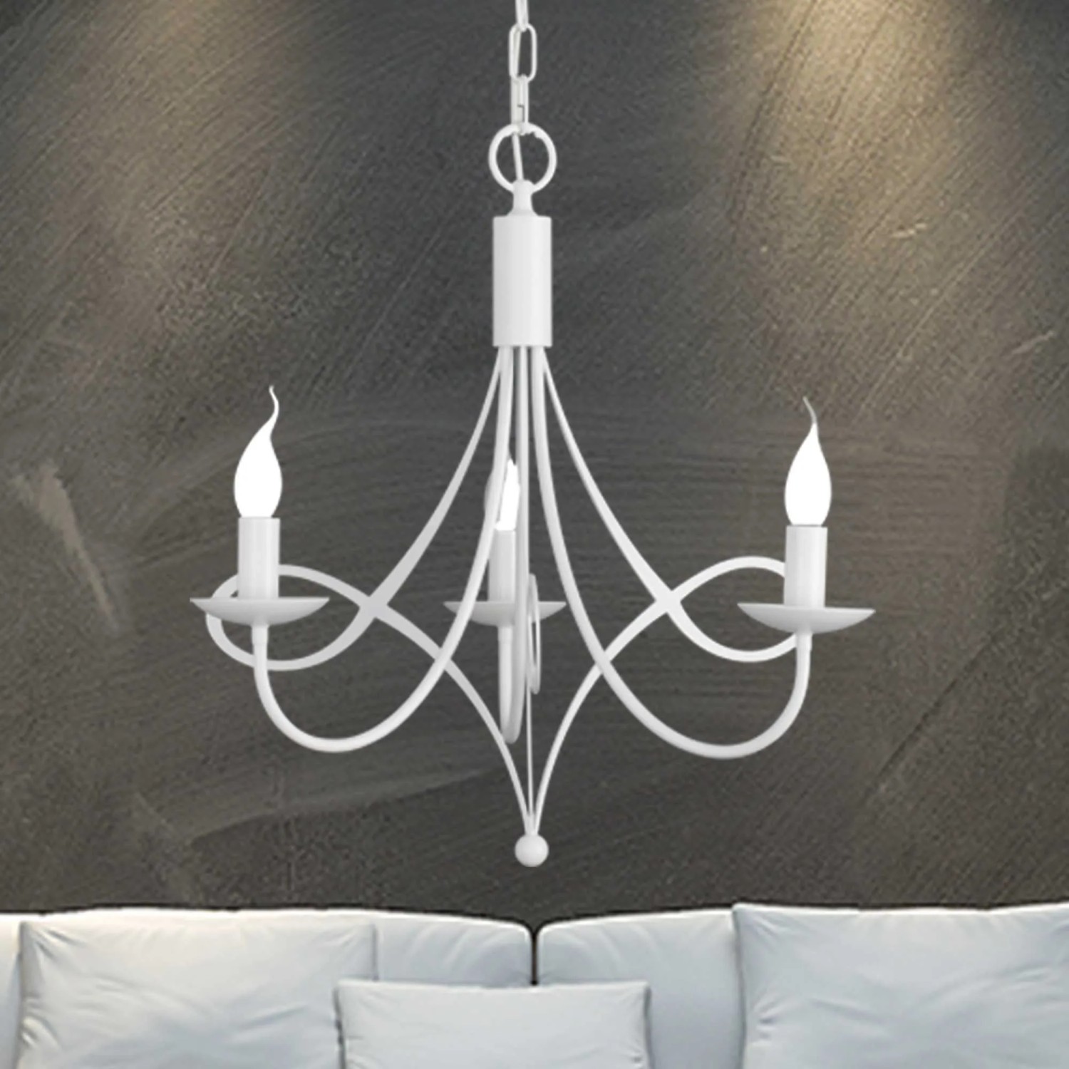 Sospensione a 3 luci E14 6W LED rustica Casier bianco acquista da OBI