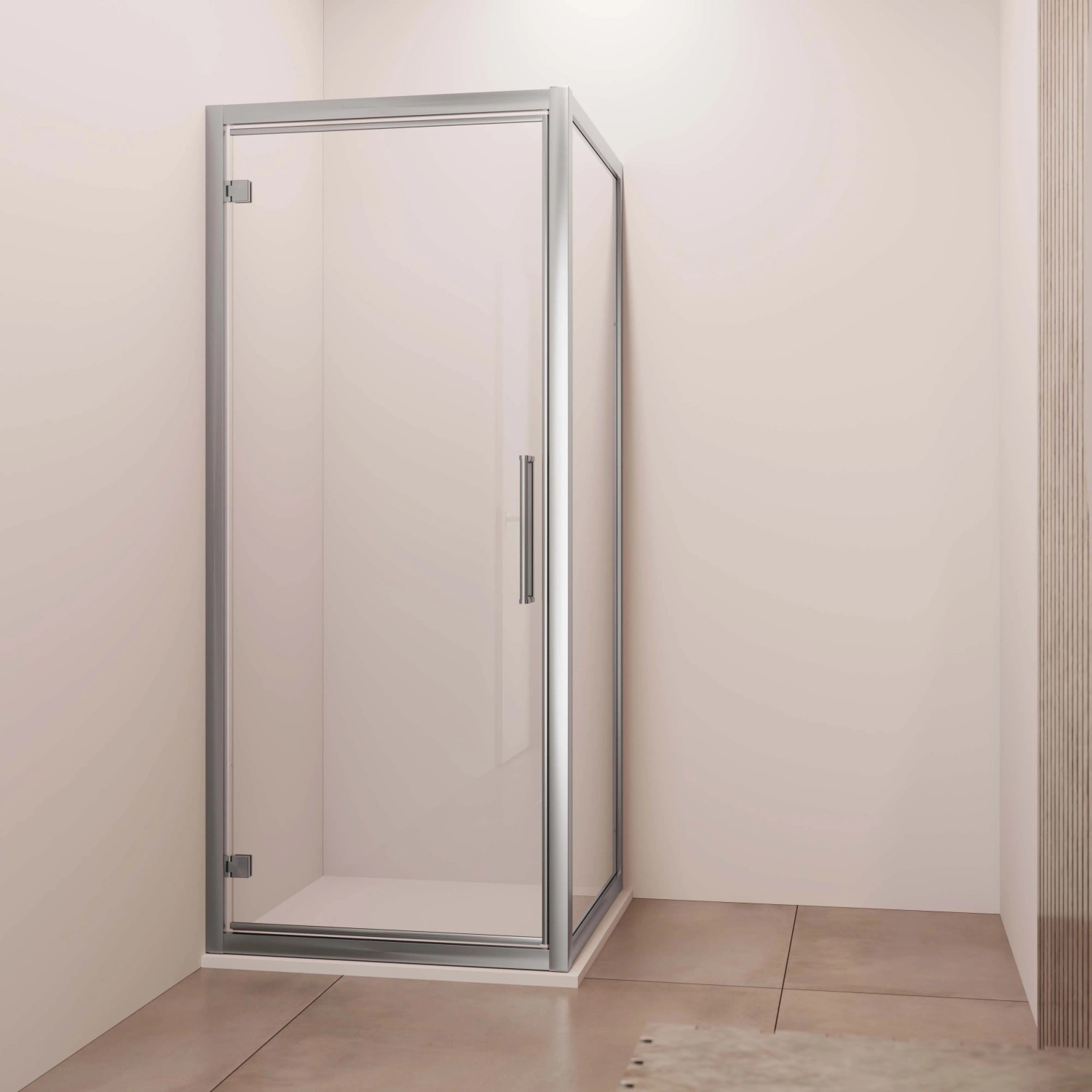 Porta battente reversibile doccia Lux est. 77-83 cm argento banda ...