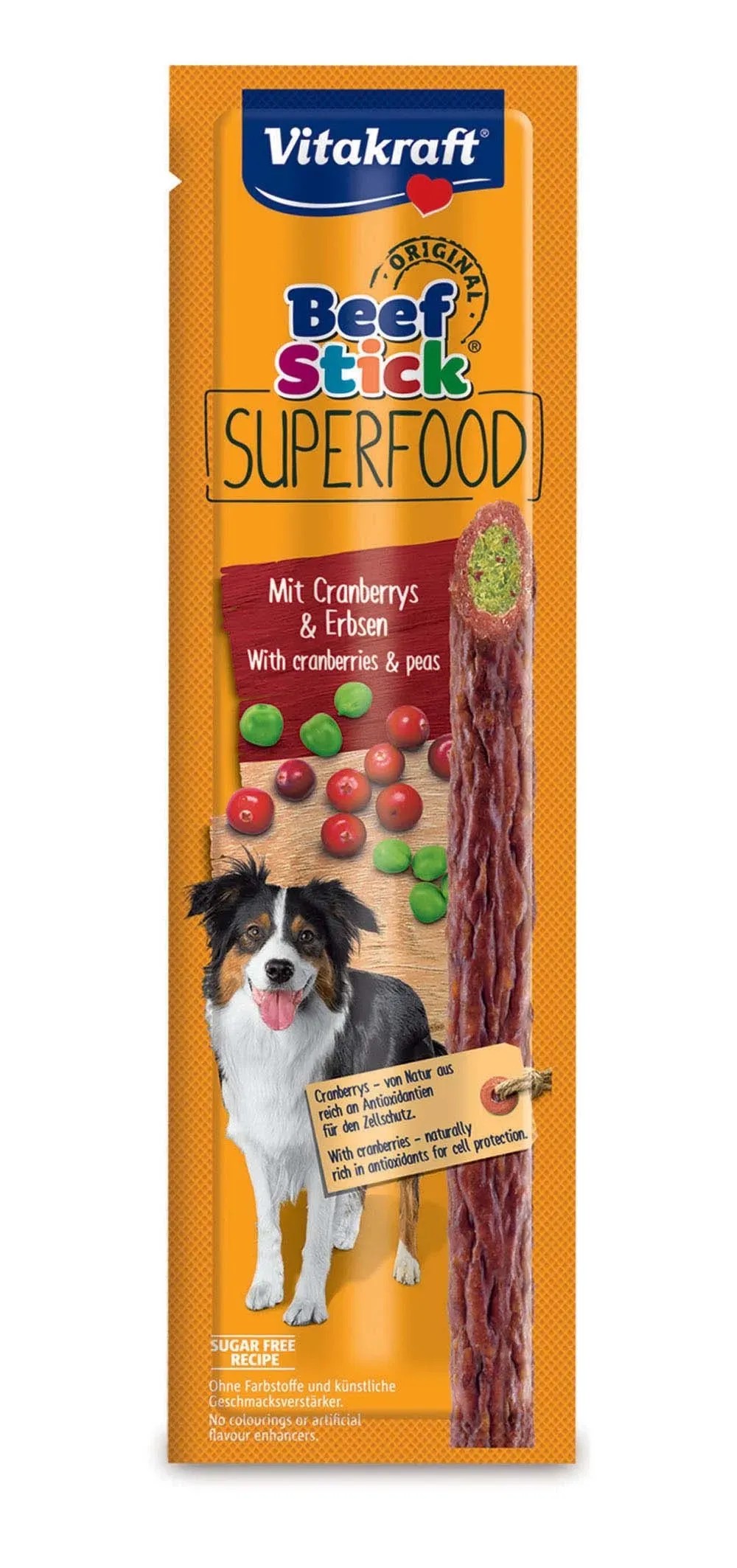 Stick cani Vitakfraft carne con piselli e mirtilli Superfood 25 g ...