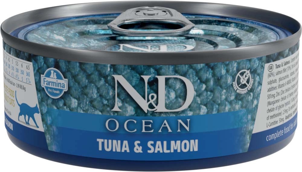 Cibo umido per gatti N&D tonno e salmone lattina 70 g | OBI