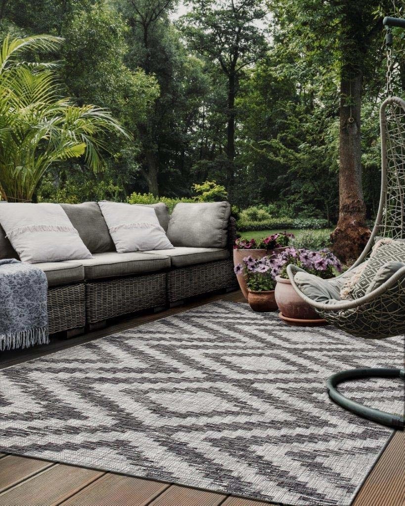 Tappeto per esterno Flatweave Ethno 2 grigio 160x230 cm | OBI