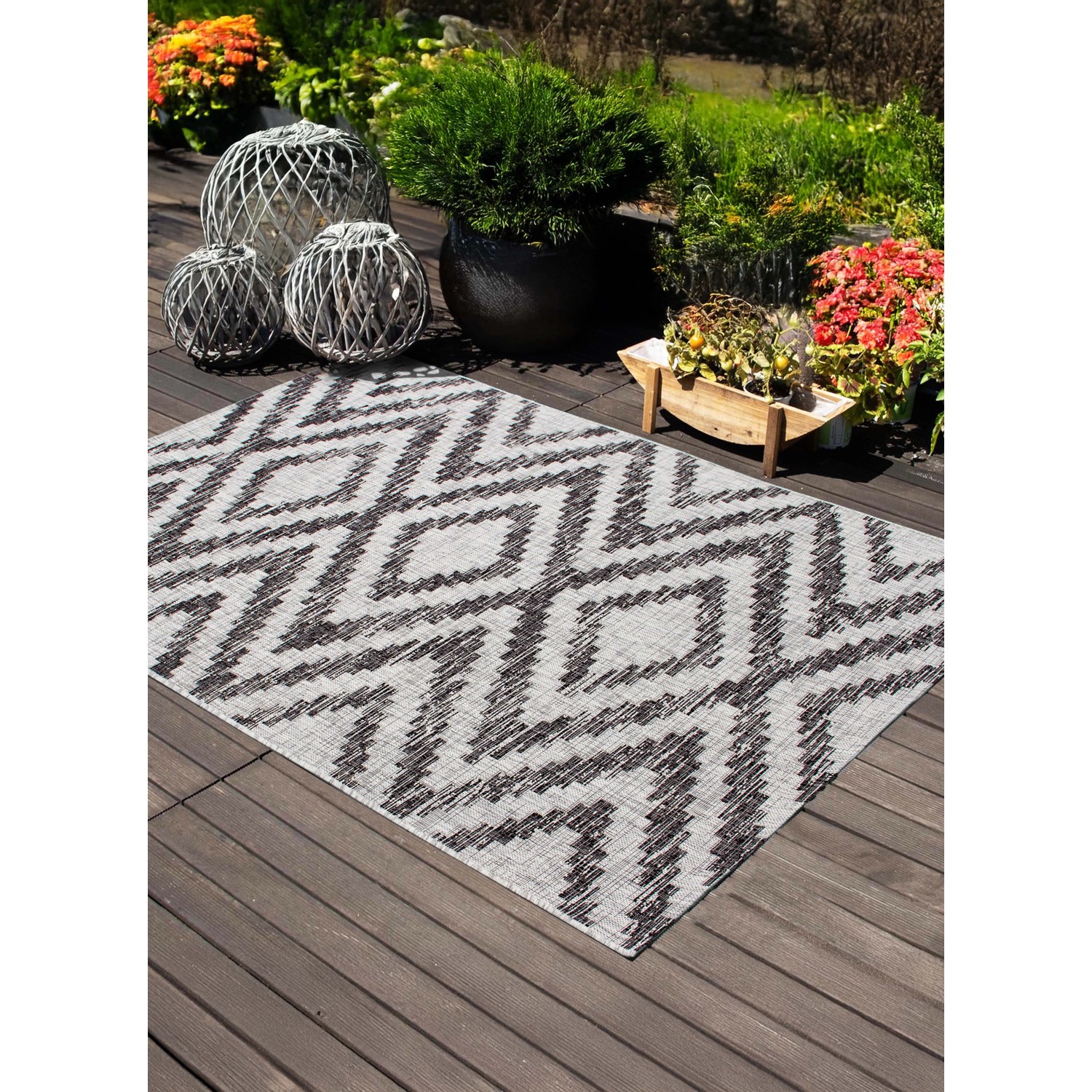 Tappeto per esterno Flatweave Ethno 2 grigio 160x230 cm | OBI