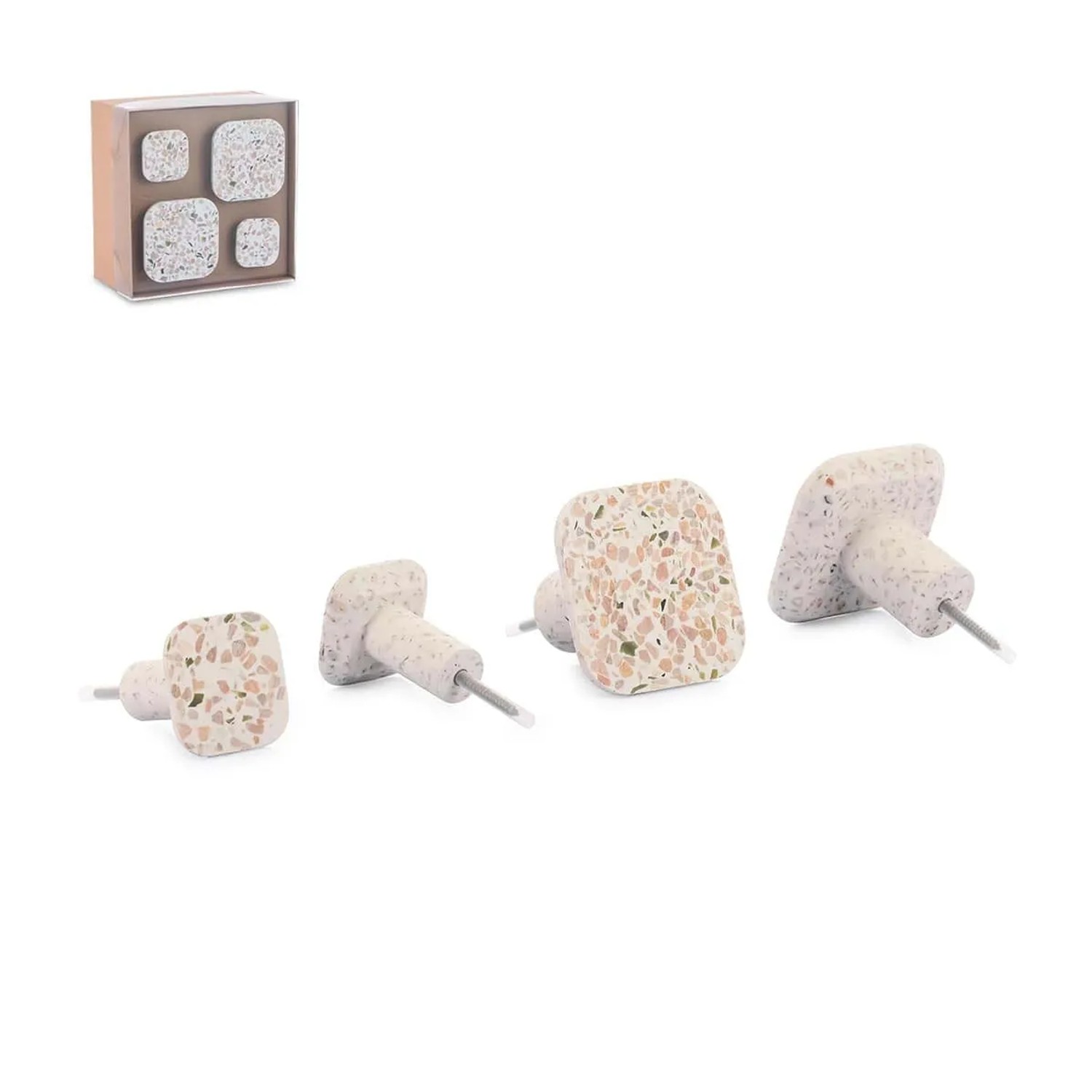 Set 4 pomoli appendiabiti in poliresina quadrati effetto mosaico bianco ...