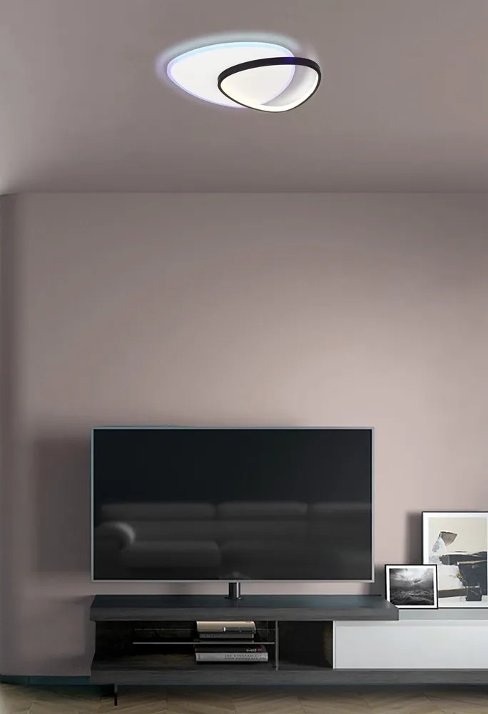 Plafoniera LED Kiara 2160 lm bianco neutro RGB 50x40 cm bianco e nero ...