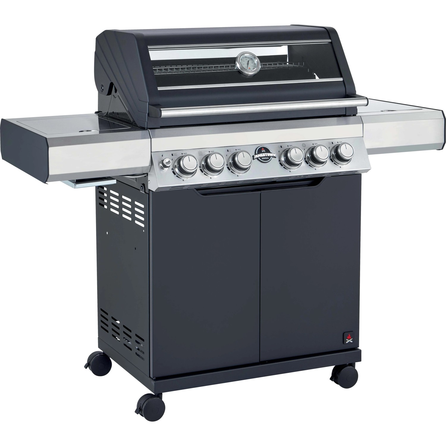 Barbecue a gas Jamestown Knox 4 bruciatori nero e argento 20,5kW ...