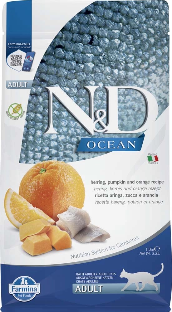 Croccantini per gatti N&D aringa, zucca e arancia 1,5 kg | OBI