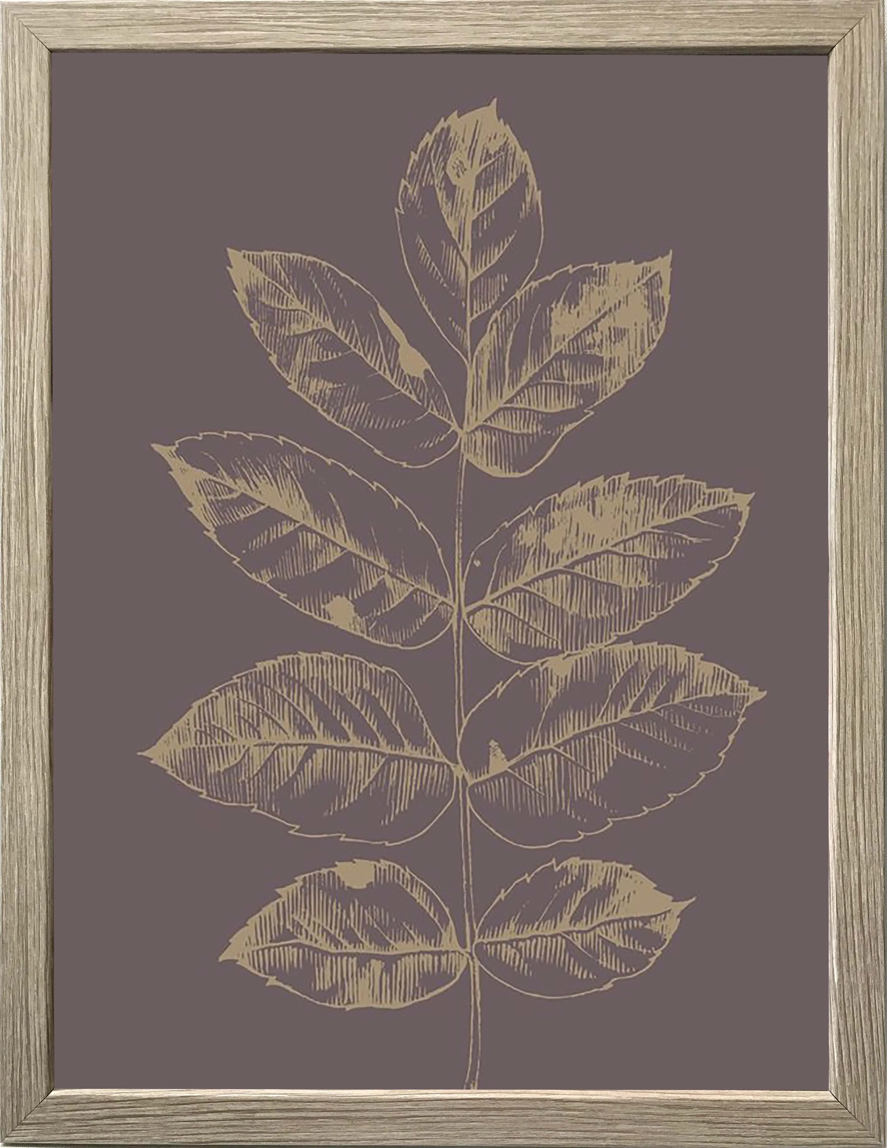 Stampa foglia d`orata con cornice rovere 30x40 cm | OBI