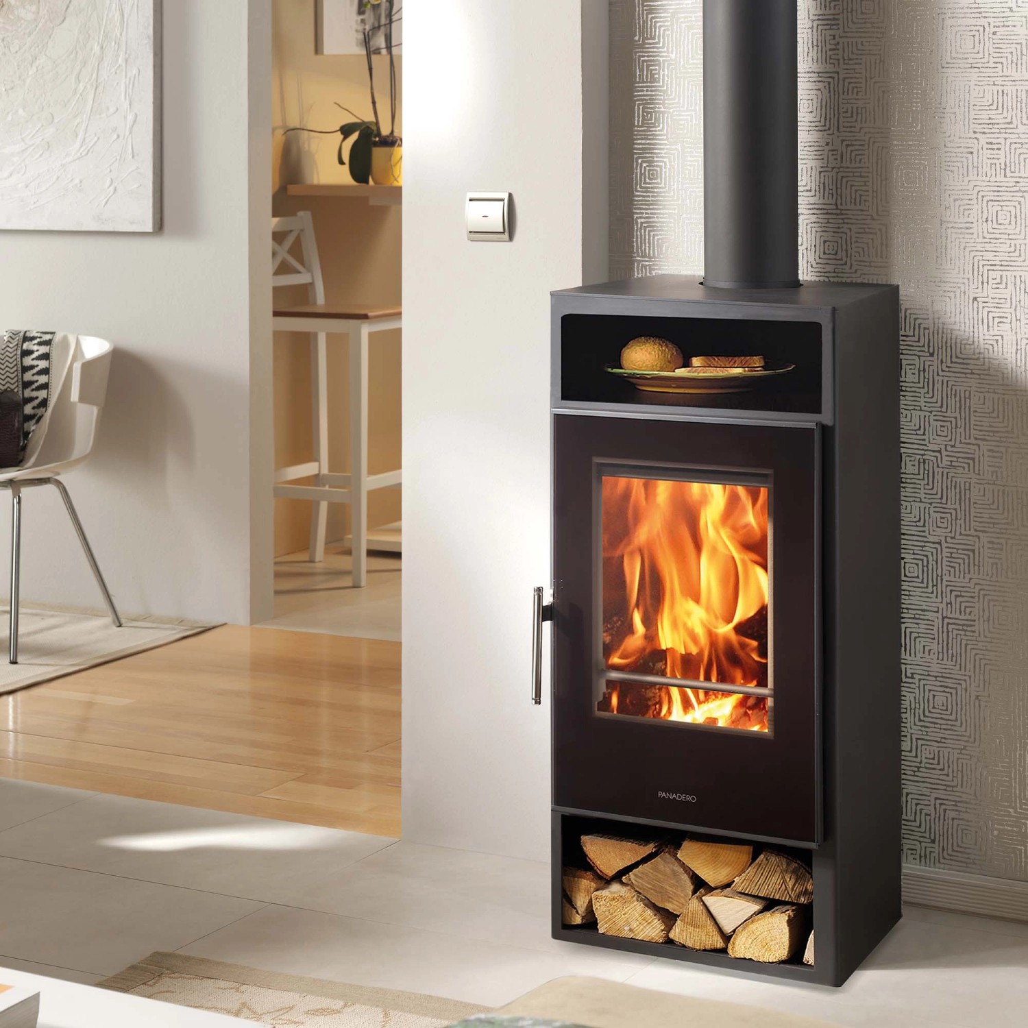 Stufa a legna con presa d`aria esterna Asti Scaldapiatti 5 Ecodesign 7 ...